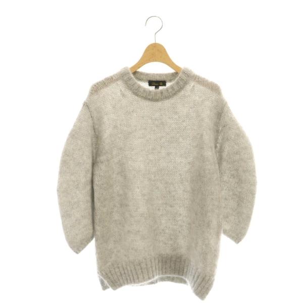 ドゥロワー Drawer 24AW 3Gラメショートスリーブニット セーター アルパカ混 1 グレー /ES ■OS レディース【ブランド】ドゥロワー Drawer【表記サイズ】1【実寸サイズ】肩幅：42cm　身幅：51cm　着丈：59cm...