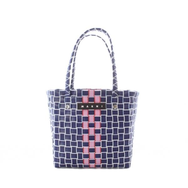 マルニ MARNI BOX BASKET BORSA かごバッグ ハンドバッグ ネイビー 編み込み /RI ■OS キッズ【ブランド】マルニ MARNI【実寸サイズ】持ち手の長さ：31.5cm　ヨコ：22cm　タテ：16.5cm　マチ：12...