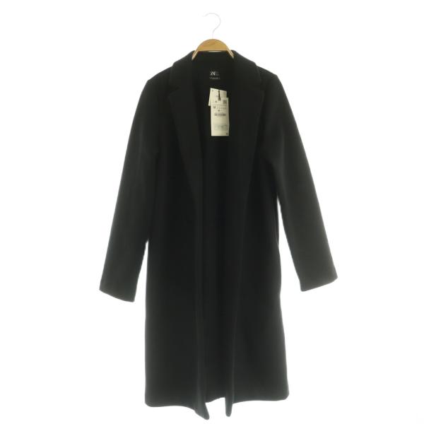 未使用品 ザラ ZARA LAPEL COLLAR COAT ロングコート USA M ブラック /MY ■OS レディース【ブランド】ザラ ZARA【表記サイズ】USA M【実寸サイズ】肩幅：36cm　身幅：49cm　着丈：98cm　袖丈...
