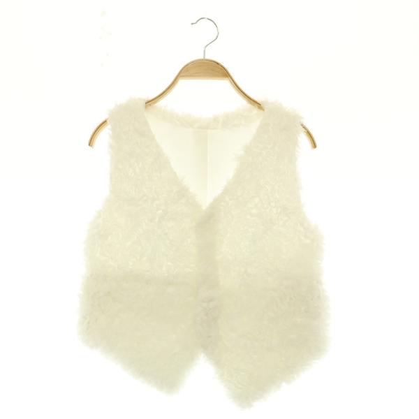 未使用品 ビビィ Bibiy. TEDDY VEST TOP ベスト Vネック F ホワイト /MY ■OS レディース【表記サイズ】F【実寸サイズ】身幅：40cm　着丈：50cm　　【素材】表地 ポリエステル　中綿 ポリエステル　裏地 ポ...