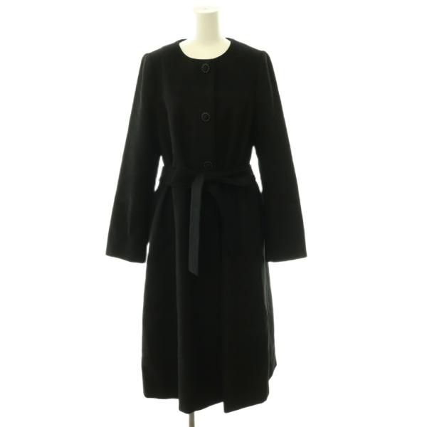 トゥービーシック TO BE CHIC カシミヤ100 ノーカラーコート アウター ベルト付き 40 ブラック /CX ■OS レディース【ブランド】トゥービーシック TO BE CHIC【表記サイズ】40【実寸サイズ】肩幅：35cm　身幅...