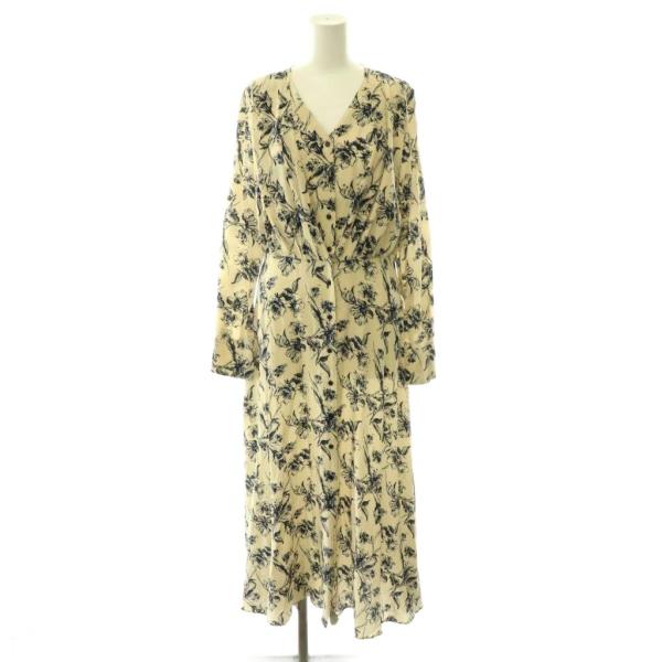 エポカ EPOCA シルクシフォン シャツワンピース Vネック 花柄 ロング 長袖 40 ベージュ /HS ■OS レディース【ブランド】エポカ EPOCA【表記サイズ】40【実寸サイズ】肩幅：37cm　身幅：42cm　袖丈：60cm　総丈...