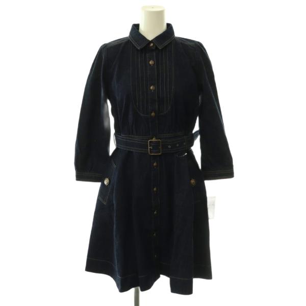 未使用品 ブルーレーベルクレストブリッジ BLUE LABEL CRESTBRIDGE デニム 七分袖 シャツワンピース ピンタック 38 インディゴ /CX ■OS レディース【ブランド】ブルーレーベルクレストブリッジ BLUE LABE...