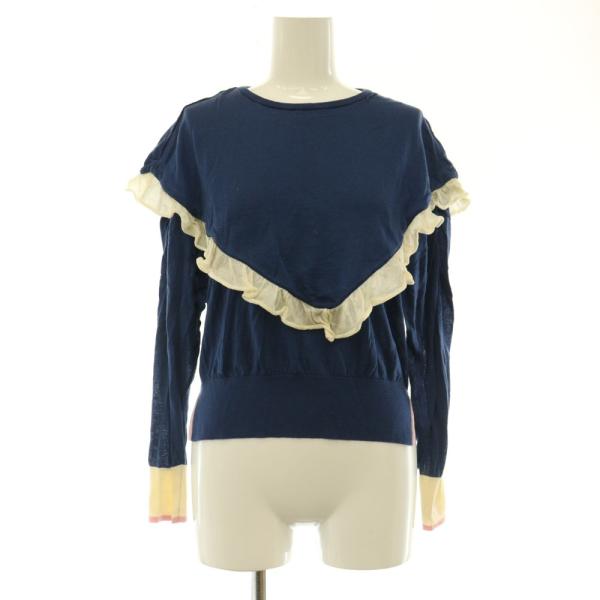 ルルロジェッタ ルールロジェット leur logette ラッフルフリルニット トップス 長袖 1 ブルー /MY ■OS レディース【ブランド】ルルロジェッタ ルールロジェット leur logette【表記サイズ】1【実寸サイズ】身幅...