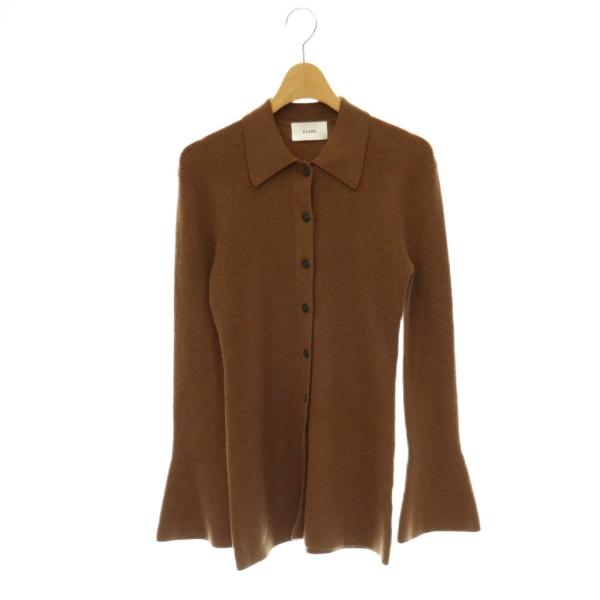 クラネ CLANE COLLAR RIB CARDIGAN カーディガン ニット 長袖 1 ブラウン /DO ■OS レディース【ブランド】クラネ CLANE【表記サイズ】1【実寸サイズ】肩幅：37cm　身幅：38cm　着丈：67cm　袖丈...