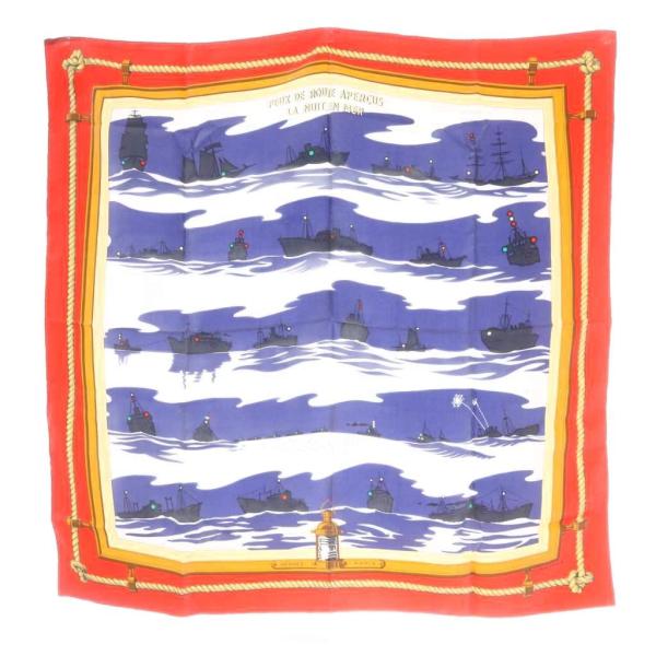 エルメス HERMES FEUX DE ROUTE APERCUS LA NUIT EN MER 夜の海に光る航路灯 スカーフ 赤 レッド カレ90 /SR ■OH レディース【ブランド】エルメス HERMES【表記サイズ】サイズなし（実寸...