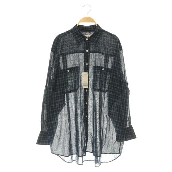 未使用品 スピック&amp;スパン Spick&amp;Span 24SS コットンボイルチェックシャツ シアー 長袖 F ネイビー /MY ■OS レディース【ブランド】スピック&amp;スパン Spick&amp;Span【表記サイズ】...
