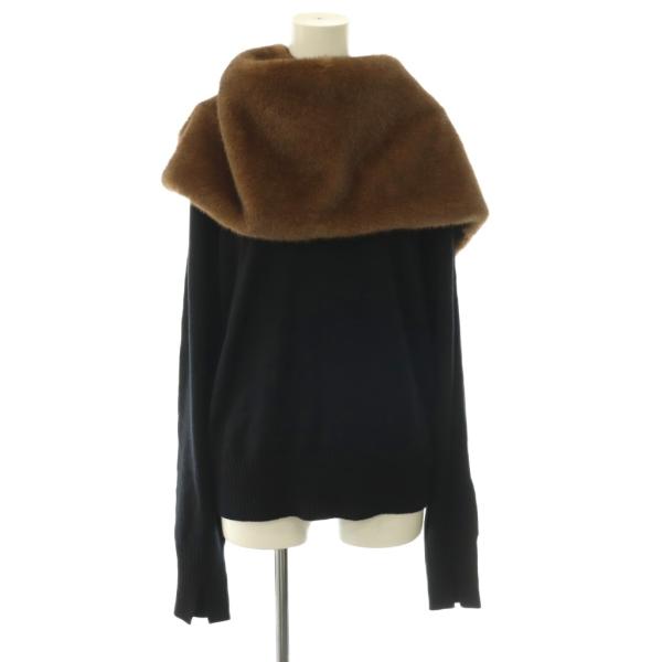未使用品 チノ CINOH 25AW MIX KNIT ニット Deuxieme Classe別注 セーター クルーネック ファースヌード付き 長袖 F 黒 ブラック /HS ■OS レディース【ブランド】チノ CINOH【表記サイズ】Fr...