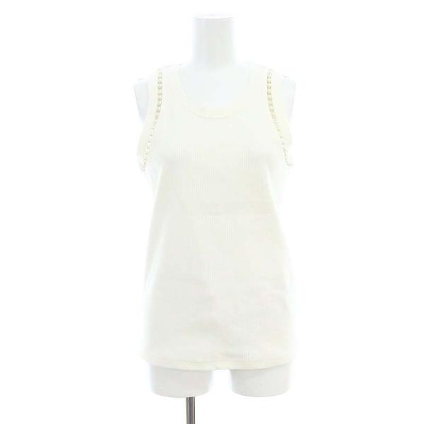 ダゲット DAGGETT 24SS イミテーションパール タンクトップ リブ F 白 ホワイト /ES ■OS ■SH ■PN レディース【表記サイズ】F【実寸サイズ】身幅：39cm　総丈：60cm　　【素材】綿96％　ポリウレタン4％【色...
