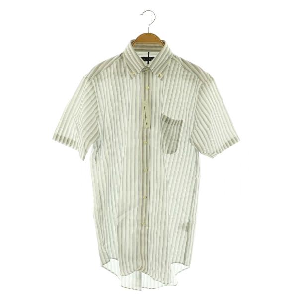 ビランド VILLAND 半袖シャツ ワイシャツ ボタンダウン ストライプ 39 ライトグレー /MY ■OS ■AX メンズ【表記サイズ】39【実寸サイズ】肩幅：45cm　身幅：53cm　着丈：81cm　袖丈：23cm　　【素材】綿 ポリ...