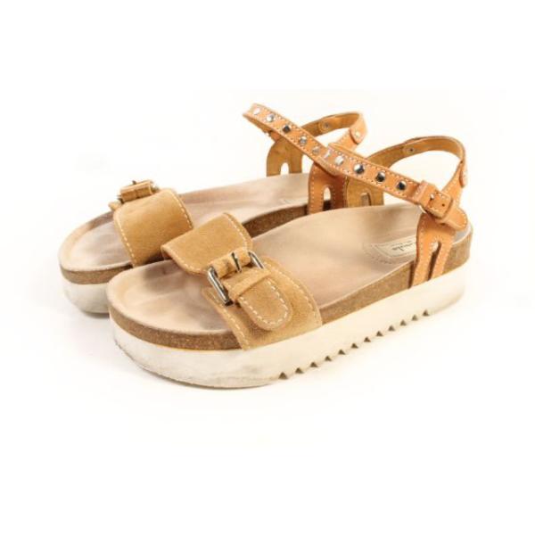 ラウラ Laula スタッズ レザー サンダル 35 21.5 ベージュ ako0521 ■PN レディース【ブランド】ラウラ Laula【表記サイズ】35【実寸サイズ】アウトソール約24cmワイズ約9.5cmソール厚約4cm　【素材】スウ...