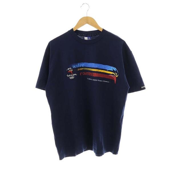 ISC BONDS シドニーオリンピック2000 Tシャツ イラスト L 紺 /MI ■OS ■GY39 ■AX メンズ【表記サイズ】L【実寸サイズ】肩幅：50.5cm　身幅：55.5cm　着丈：73.5cm　袖丈：23cm　　【素材】コッ...