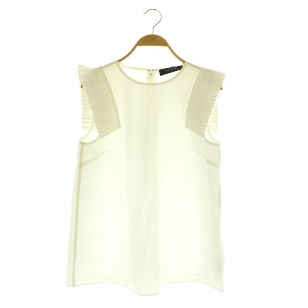 サクラ SACRA プリーツブラウス ノースリーブ プルオーバー 38 ホワイト /MY ■OS ■FR レディース【ブランド】サクラ SACRA【表記サイズ】38【実寸サイズ】身幅：46cm　着丈：61cm　　【素材】綿【色】ホワイト【仕...