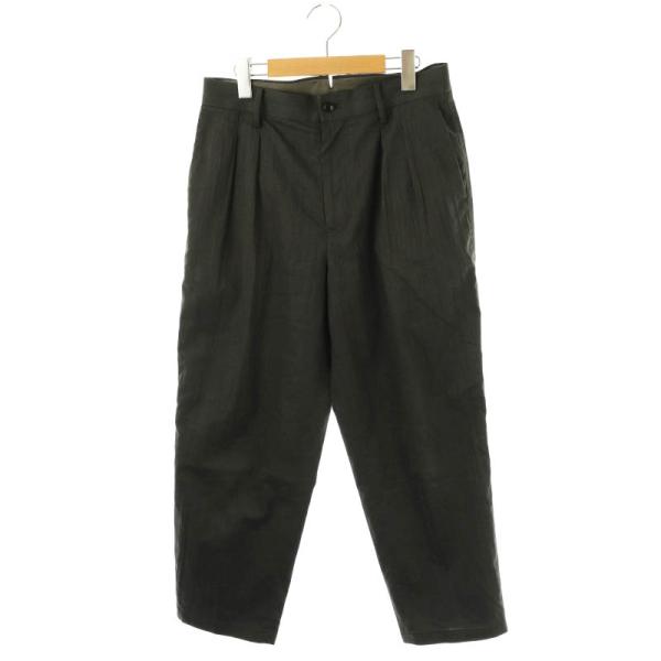 モリスアンドサンズ MORRIS&amp;SONS テーパードタックパンツ ジッパーフライ リネン混 1 ダークグレー /DO ■OS ■AX レディース【表記サイズ】1【実寸サイズ】ウエスト：75cm　もも幅：30.5cm　裾幅：19.5...