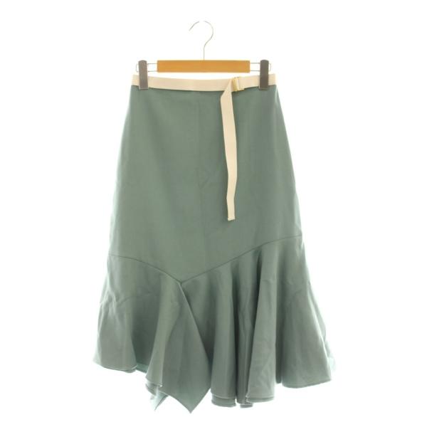 未使用品 ソフィラ Sofirah マーメイドスカート ひざ丈 ベルトデザイン S ライトグリーン /DF ■OS レディース【表記サイズ】S【実寸サイズ】ウエスト：61cm　ヒップ：88cm　スカート丈：69cm　　【素材】ポリエステル、...