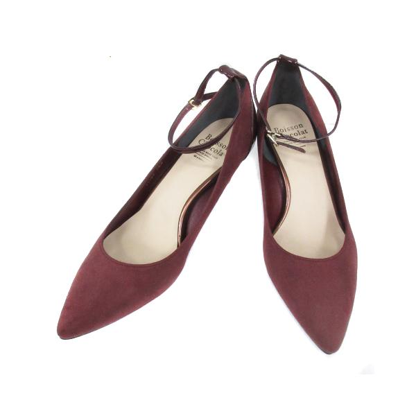 ボワソンショコラ Boisson Chocolat ストラップパンプス ポインテッドトゥ ハイヒール ピンヒール スエード 25 ワインレッド 赤 レディース【ブランド】ボワソンショコラ Boisson Chocolat【表記サイズ】25c...