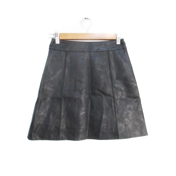 ディーホリック DHOLIC フェイクレザースカート 台形スカート ひざ丈 無地 S 黒 ブラック /FF47 レディース【表記サイズ】S※実寸サイズをご確認ください。【実寸サイズ】ウエスト：60cm　ヒップ：80cm　スカート丈：43cm...