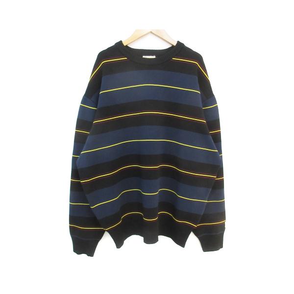 ジャバ JaVa ニット セーター 長袖 クルーネック マルチボーダー柄 オーバーサイズ M 黒 紺 ブラック ネイビー /FF31 レディース【表記サイズ】M※実寸サイズをご確認ください。【実寸サイズ】肩幅：55cm　身幅：68cm　着丈...