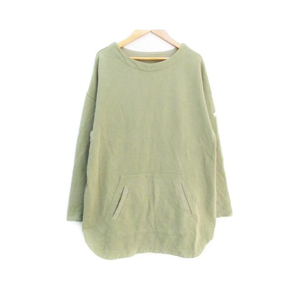 ブルチェーロ BLUCIELO スウェットチュニック 長袖 ラウンドネック 無地 F 黄緑 ライトグリーン /FF16 レディース【表記サイズ】F※実寸サイズをご確認ください。【実寸サイズ】身幅：58cm　着丈：78cm　ゆき丈：85cm　...