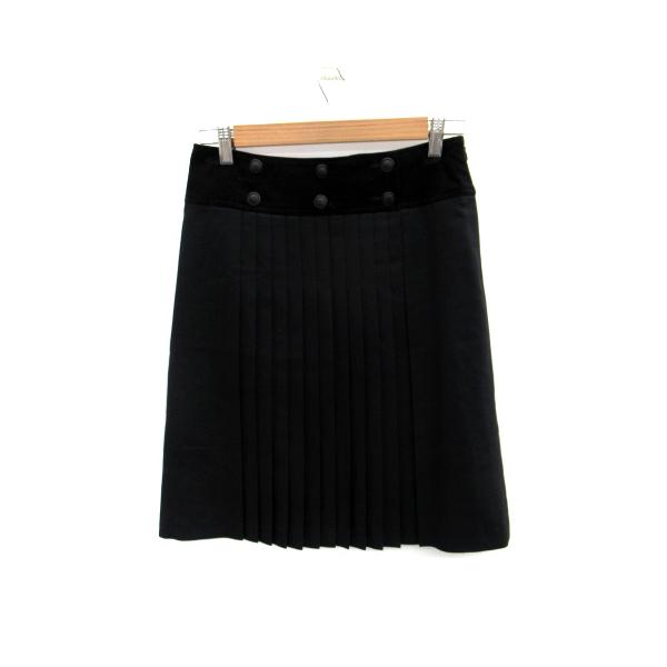 ブルーデブレス BLUE DE BRESSE フレアスカート ひざ丈 プリーツ 切替 ウール 38 黒 ブラック /SM50 レディース【ブランド】ブルーデブレス BLUE DE BRESSE【表記サイズ】38（日本サイズM相当）※実寸サイ...