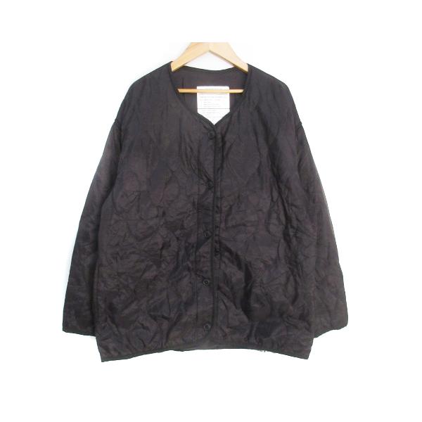 do not remove this label キルティングジャケット ノーカラー ミドル丈 シングルボタン F 黒 ブラック /FF7 レディース【表記サイズ】F※実寸サイズをご確認ください。【実寸サイズ】身幅：63cm　着丈：70cm...