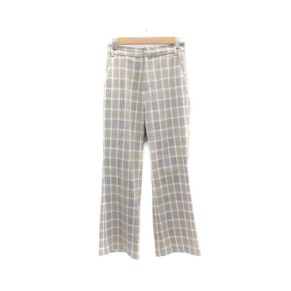 ビス ViS フレアパンツ アンクル丈 グレンチェック柄 M ベージュ /YM19 レディース【ブランド】ビス ViS【表記サイズ】M※実寸サイズをご確認ください。【実寸サイズ】ウエスト：64〜cm　もも幅：29cm　裾幅：23cm　股上：...