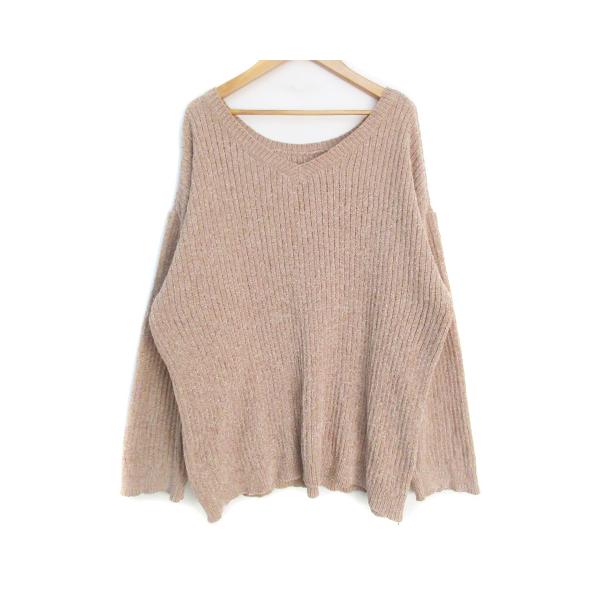 シードレス SEADRESS モールニット セーター チュニック 長袖 Vネック 総柄 ビッグシルエット F ベージュ /FF13 レディース【表記サイズ】F※実寸サイズをご確認ください。【実寸サイズ】身幅：70cm　着丈：70cm　ゆき丈...
