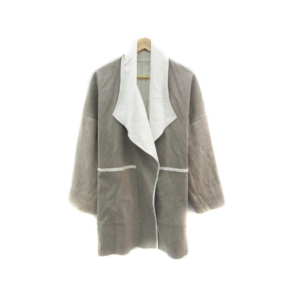 dolly-sean ドリーシーン ショールカラーコート ロング丈 無地 前開き ウール 薄手 1 マルチカラー グレージュ /YS1 レディース【表記サイズ】1※実寸サイズをご確認ください。【実寸サイズ】肩幅：72cm　身幅：65cm　袖...