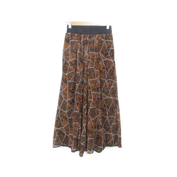 ラディクル Radicle ワイドパンツ スカンツ ロング丈 総柄 38 茶 黒 ブラウン ブラック /FF27 レディース【表記サイズ】38(日本サイズM相当)※実寸サイズをご確認ください。【実寸サイズ】ウエスト：60〜cm　もも幅：42...