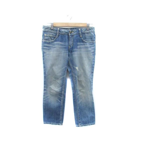 アダムエロペ Adam et Rope' DEPUIS 1990 デニムパンツ ジーンズ スリム ローライズ 七分丈 ダメージ加工 36 S 青 ブルー レディース【ブランド】アダムエロペ Adam et Rope'【表記サイズ】36（日本...