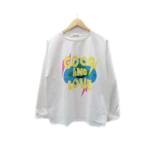 ゾエジェンコ Zoe jenko カットソー 長袖 プリント 白 ホワイト /YK17 レディース【表記サイズ】サイズ表記なし※実寸サイズをご確認ください。【実寸サイズ】肩幅：59cm　身幅：58cm　着丈：67cm　袖丈：52cm　　【素...