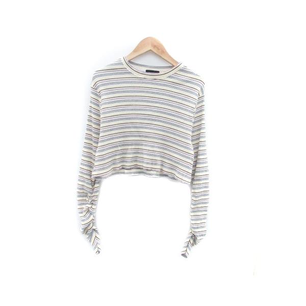 ページボーイ PAGE BOY PAGEBOYLIM PBLIM カットソー 長袖 シャーリング ボーダー柄 ショート丈 F マルチカラー白 レディース【ブランド】ページボーイ PAGE BOY【表記サイズ】F※実寸サイズをご確認ください。...