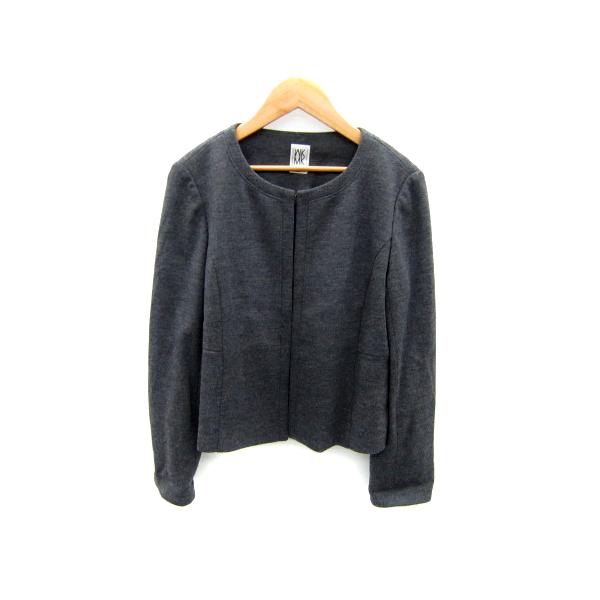 エムケー ミッシェルクラン MK MICHEL KLEIN ノーカラージャケット ミドル丈 無地 40 L グレー /SY28 レディース【ブランド】エムケー ミッシェルクラン MK MICHEL KLEIN【表記サイズ】40（日本サイズL...