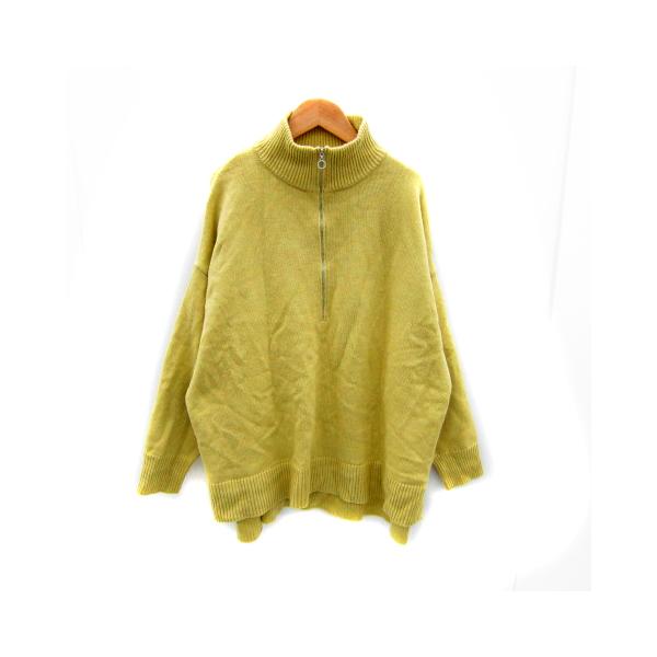 アルマデザイン Alma Design ニット セーター 長袖 ハーフジップ 無地 オーバーサイズ L 黄 イエロー /SY29 レディース【表記サイズ】L※実寸サイズをご確認ください。【実寸サイズ】肩幅：61cm　身幅：61cm　着丈：7...