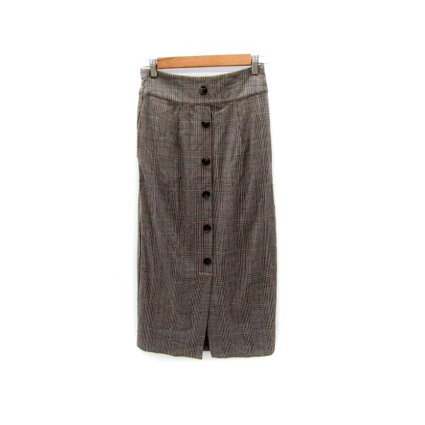 ラグアウト RagOut タイトスカート ボタンダウン風スカート マキシ丈 グレンチェック柄 スリット M ベージュ /SY14 レディース【表記サイズ】M※実寸サイズをご確認ください。【実寸サイズ】ウエスト：64〜cm　ヒップ：90cm　...