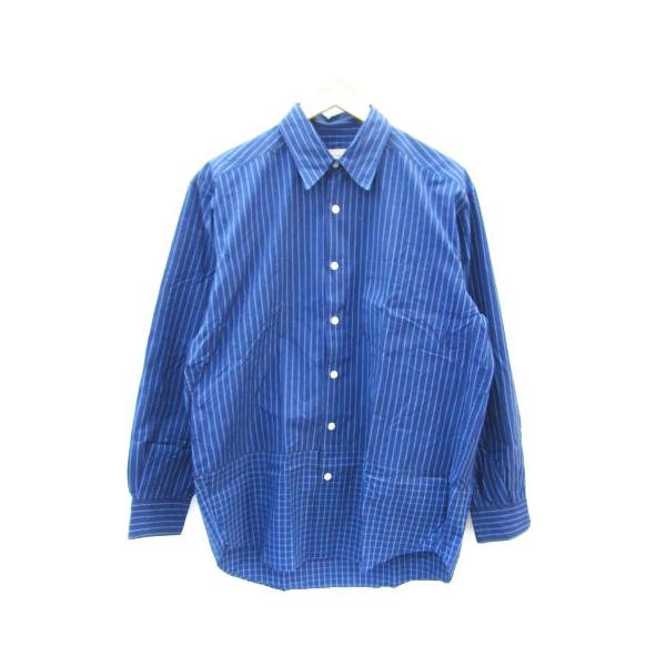 パッゾ PAZZO WORLD カジュアルシャツ 長袖 ストライプ柄 48 M ネイビー 紺 /YM25 メンズ【ブランド】パッゾ PAZZO【表記サイズ】48(日本サイズM相当)※実寸サイズをご確認ください。【実寸サイズ】肩幅：48.5c...