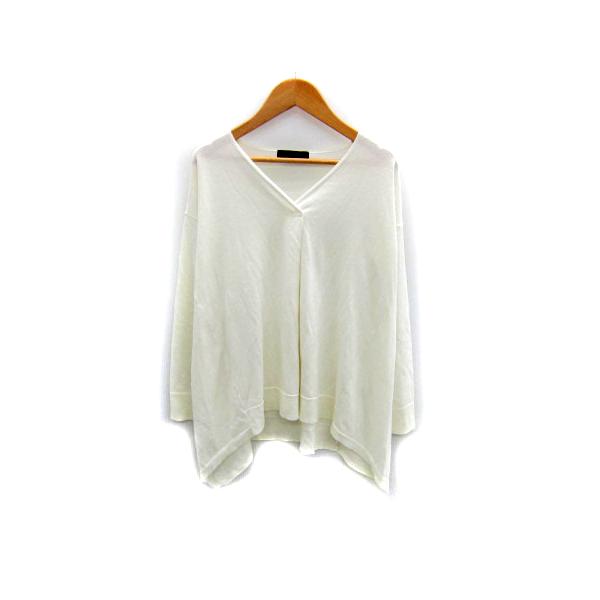 ジャスグリッティー JUSGLITTY ニット カットソー 長袖 Vネック 無地 2 オフホワイト /SY46 レディース【ブランド】ジャスグリッティー JUSGLITTY【表記サイズ】2（日本サイズM相当）※実寸サイズをご確認ください。【...