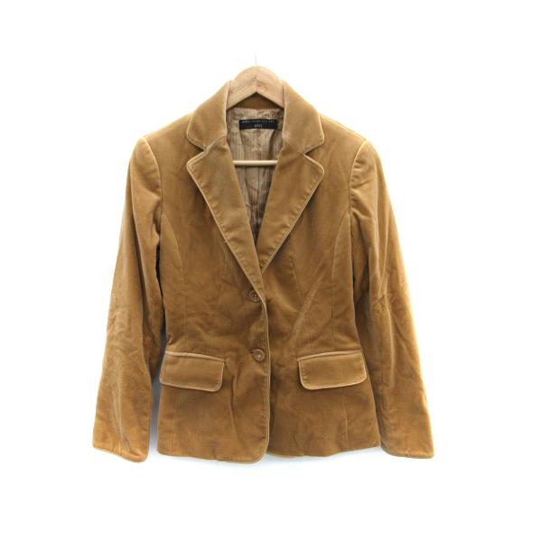 ESPECIALLY FOR YOU MELS  テーラードジャケット ミドル丈 シングルボタン 総裏地 ベロア 9AR ベージュ /SM37 レディース【表記サイズ】9AR※実寸サイズをご確認下さい。【実寸サイズ】肩幅：38cm　身幅：4...