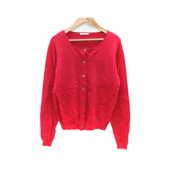 マディ ファブリカ Madu Fabrica ニットカーディガン ミドル丈 ラウンドネック 赤 レッド /SM23 レディース【表記サイズ】サイズ表記なし※実寸サイズをご確認下さい。【実寸サイズ】肩幅：37cm　身幅：45cm　着丈：58c...