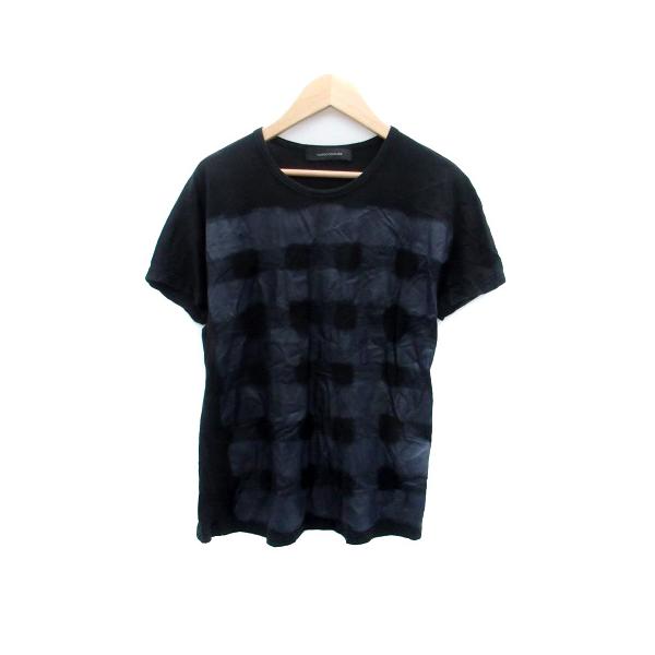 セドリック シャルリエ CEDRIC CHARLIER Tシャツ カットソー ラウンドネック 半袖 総柄 S 黒 ブラック /HO38 メンズ【表記サイズ】S※実寸サイズをご確認ください。【実寸サイズ】身幅：43cm　着丈：58cm　ゆき丈...