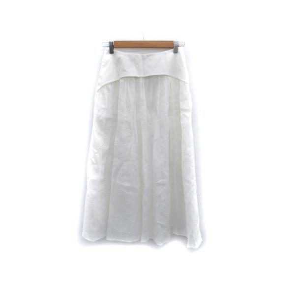 フォッシィ FOSSI フレアスカート マキシ丈 ロング丈 リネン 38 M 白 ホワイト /SM9 レディース【表記サイズ】38（日本サイズM相当）※実寸サイズをご確認下さい。【実寸サイズ】ウエスト：62cm　ヒップ：112cm　スカート...