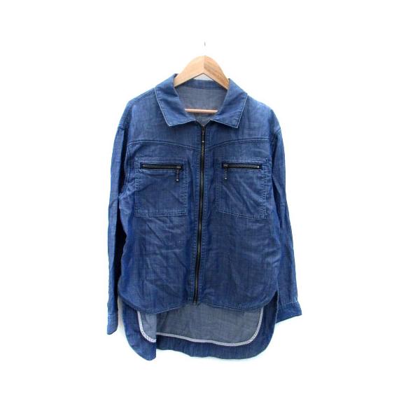 セシカ C'EST CHIC'A BLEU カジュアルシャツ ステンカラー 長袖 無地 シャンブレー 38 M 青 ブルー /HO45 レディース【表記サイズ】38（日本Mサイズ相当）※実寸サイズをご確認ください。【実寸サイズ】肩幅：45c...