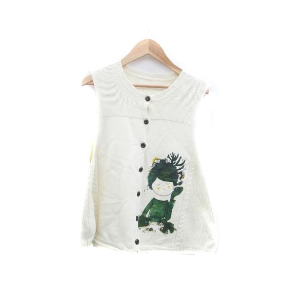 ドネモア Donnez-Moi  ニットベスト ラウンドネック ミドル丈 M〜L オフホワイト /HO48 レディース【ブランド】ドネモア Donnez-Moi 【表記サイズ】M〜L※実寸サイズをご確認ください。【実寸サイズ】身幅：42cm...