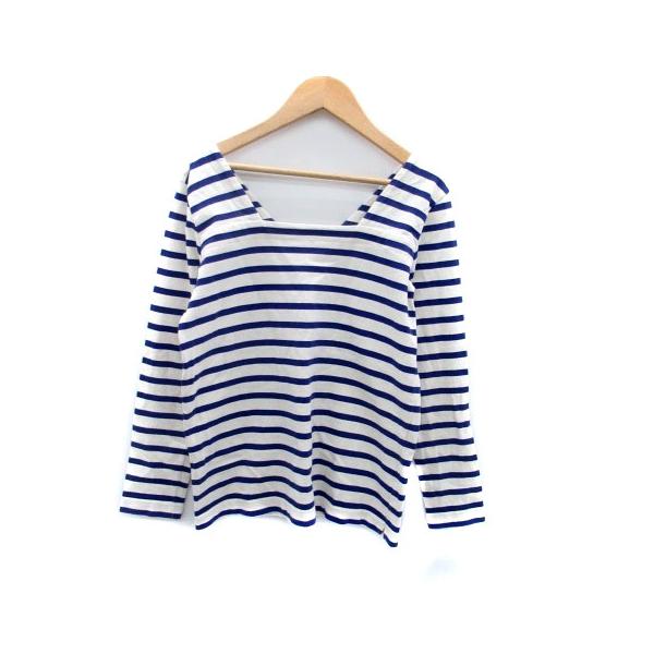 ルクスルフト Luxluft カットソー スクエアネック 長袖 ボーダー柄 38 M オフホワイト 青 ブルー /HO30 レディース【ブランド】ルクスルフト Luxluft【表記サイズ】38（日本Mサイズ相当）※実寸サイズをご確認ください...