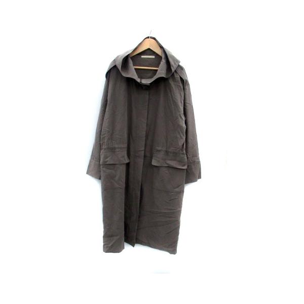 エクラ ecla スプリングコート ロング丈 フード付き 38 M グレー /HO4 レディース【表記サイズ】38（日本Mサイズ相当）※実寸サイズをご確認ください。【実寸サイズ】肩幅：48cm　身幅：49.5cm　着丈：102cm　袖丈：5...