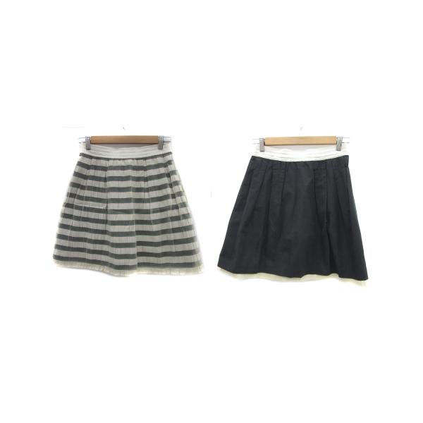 フーチークーチー Hoochie Coochie フレアスカート ギャザースカート ミニ丈 リバーシブル ボーダー柄 無地 38 M マルチカラー アイボリー /YS12 レディース【ブランド】フーチークーチー Hoochie Coochi...