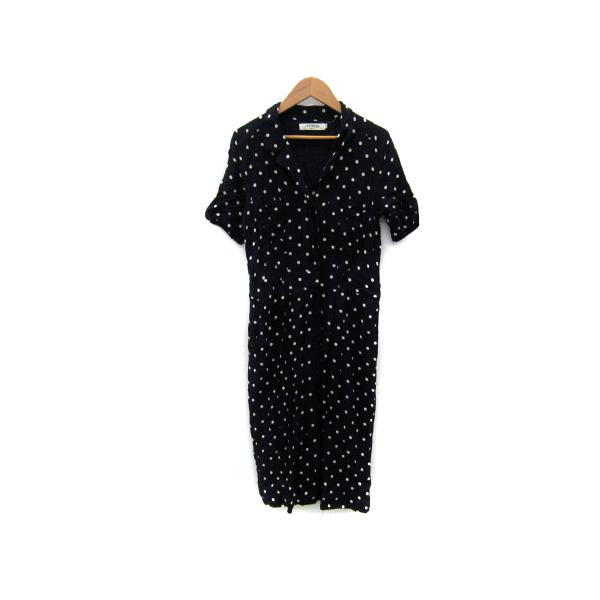 ナイスシングス nice things オープンカラーシャツワンピース ミモレ丈 半袖 ドット柄 水玉柄 38 M 紺 ネイビー /SY47 レディース【表記サイズ】38（日本サイズM相当）※実寸サイズをご確認ください。【実寸サイズ】肩幅：...