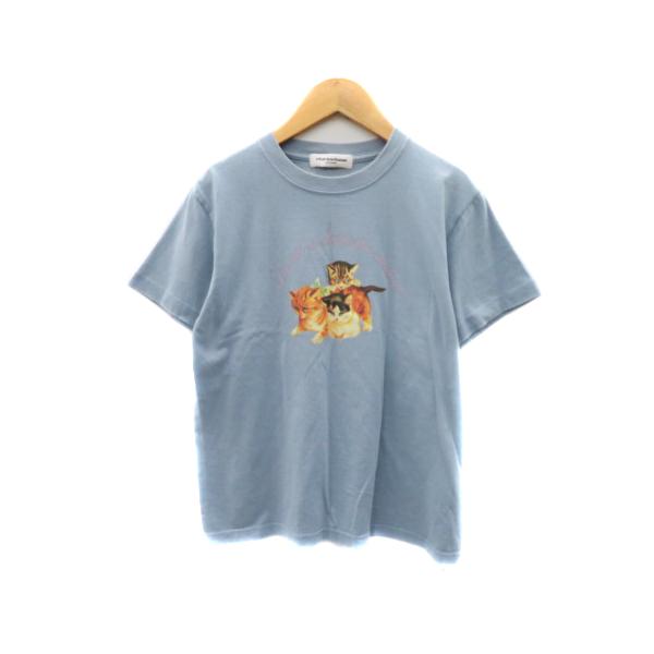 シャルルシャトン Charles Chaton Tシャツ カットソー 半袖 プリント S ライトブルー /YK27 レディース【表記サイズ】S※実寸サイズをご確認ください。【実寸サイズ】肩幅：40cm　身幅：43cm　着丈：56cm　袖丈：...