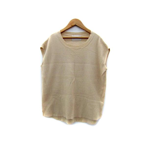 リリーリン Lilly Lynque リブカットソー ノースリーブ ラウンドネック 無地 オーバーサイズ 38 M アイボリー /SY44 レディース【表記サイズ】38（日本サイズM相当）※実寸サイズをご確認ください。【実寸サイズ】身幅：5...