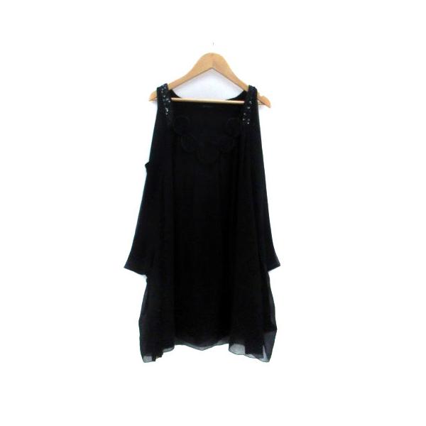 メトリーゼ MAITRESSE ワンピース ラウンドネック ノースリーブ ひざ丈 スパンコール 9 M 黒 ブラック /HO2  レディース【ブランド】メトリーゼ MAITRESSE【表記サイズ】9（日本Mサイズ相当）※実寸サイズをご確認く...